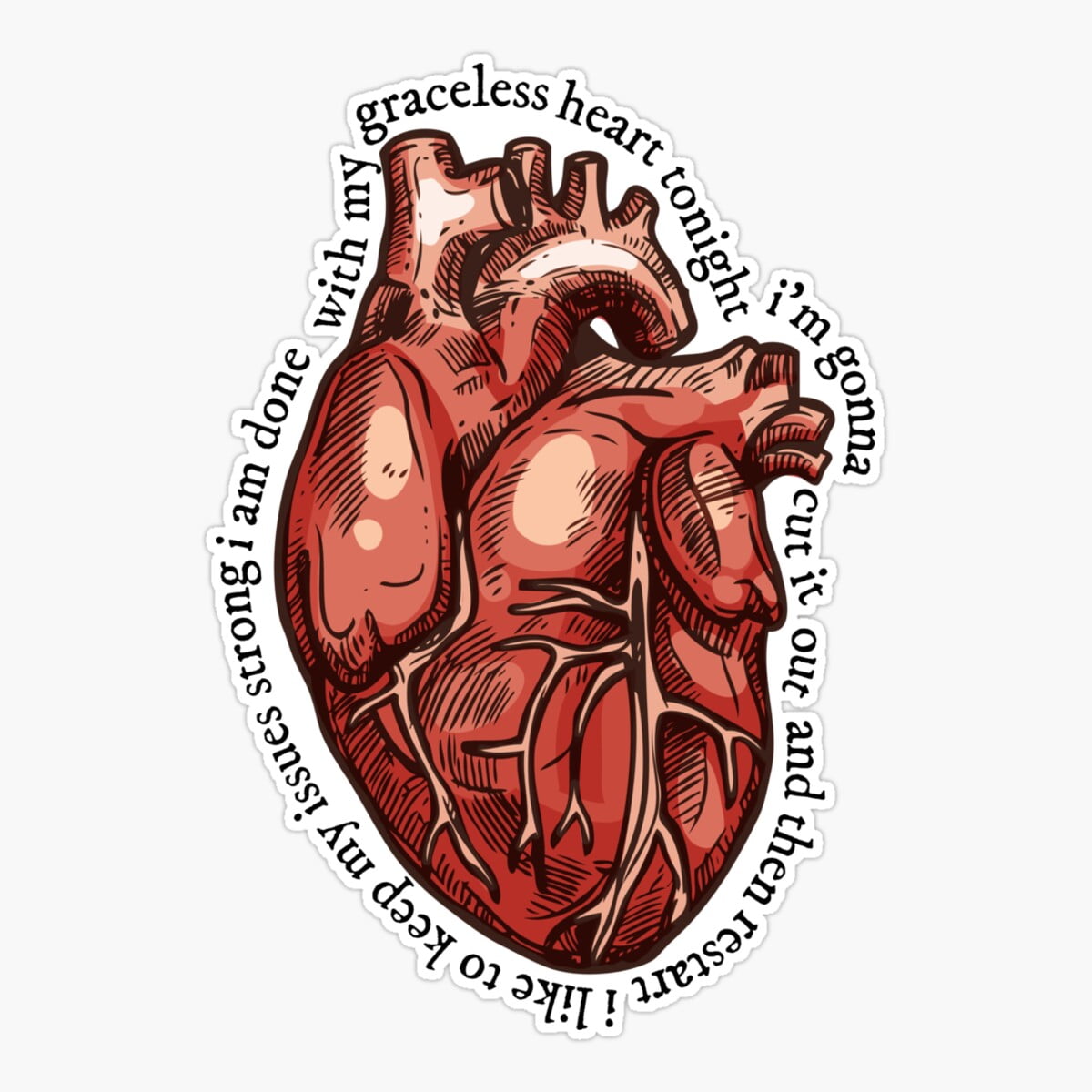 DOPASTICKER Graceless Heart Sticker, Phone Sticker Car Stickers ...