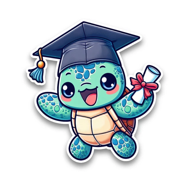 DOPASTICKER Graduation Animal Cute Turtle Sticker Decal Car Window ...