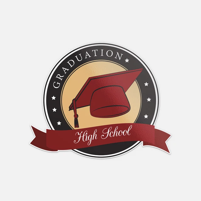DOPASTICKER Graduation Cap High School Education Label Badge Sticker ...