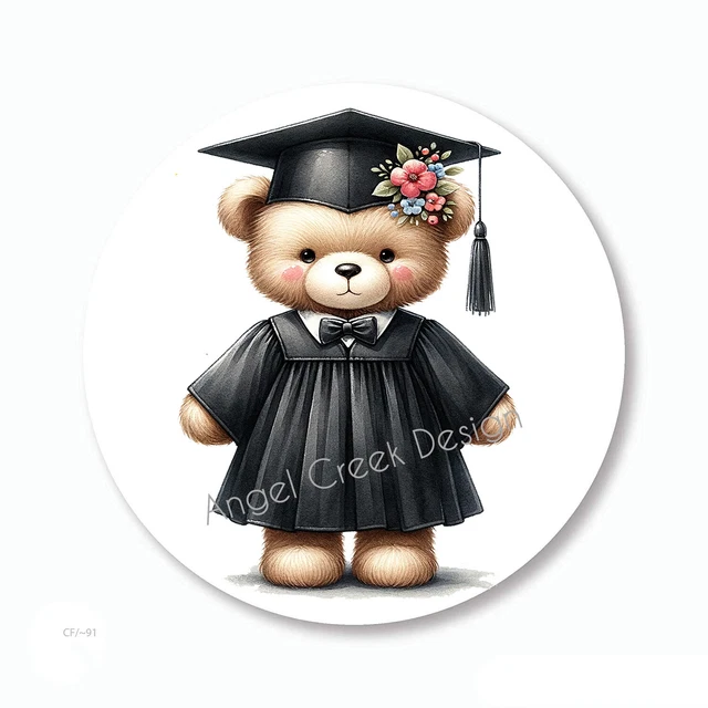 DOPASTICKER Graduation Teddy Bear In Cap And Gown Stickers Phone Decal ...