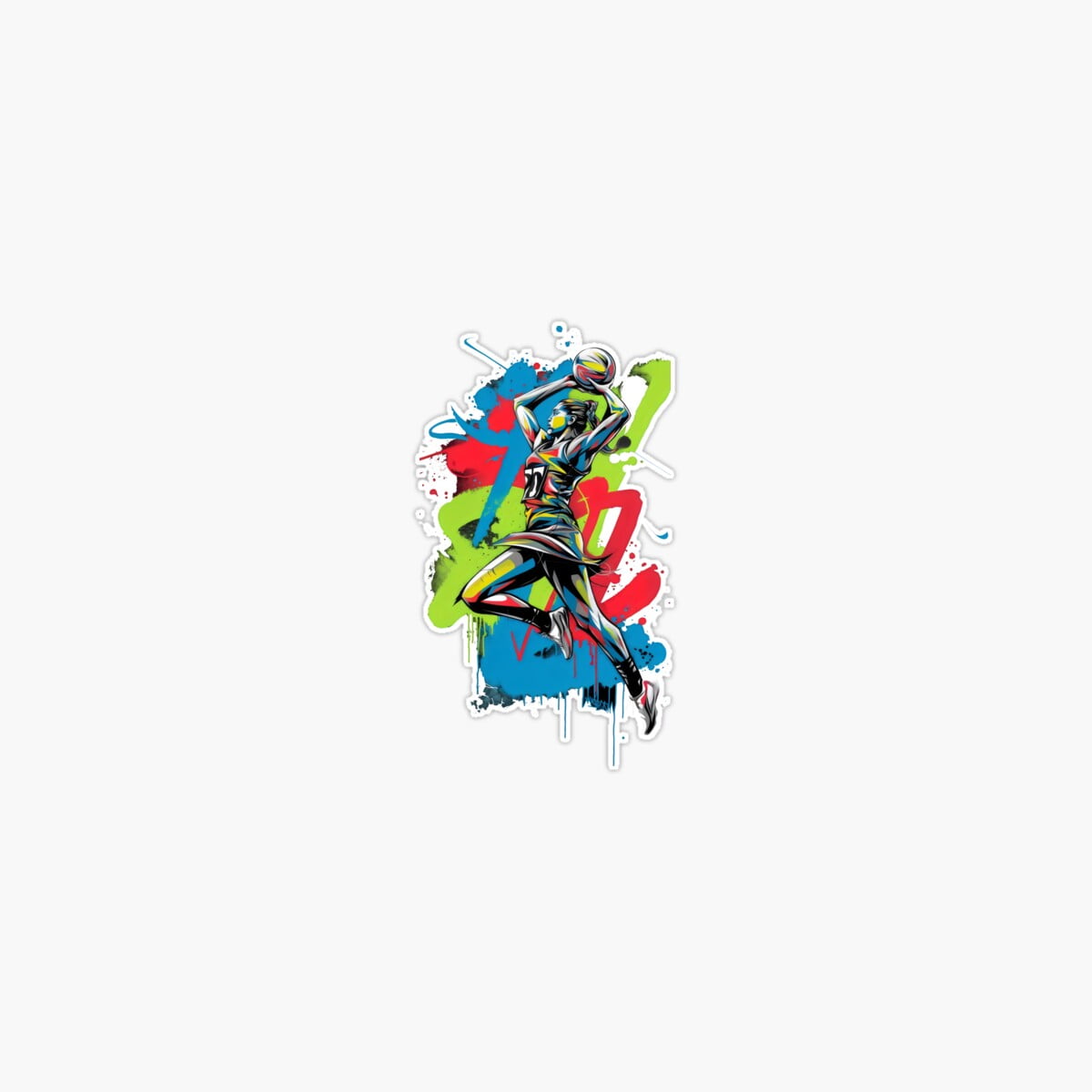 DOPASTICKER Graffiti, Netball Player Art Style, Women'S Sport, Street ...