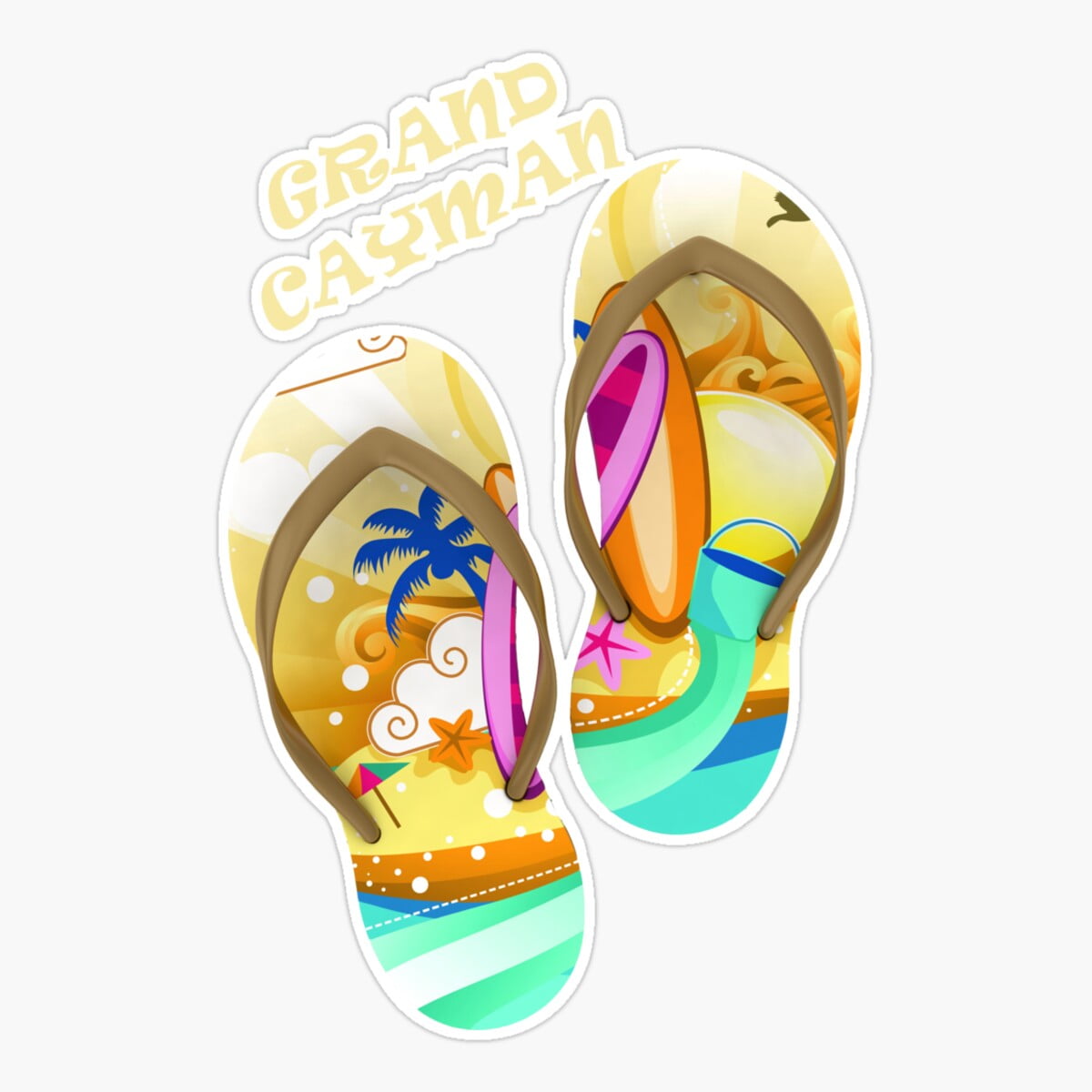 DOPASTICKER Grand Cayman Flip Flop Design Sticker, Phone Sticker Car ...
