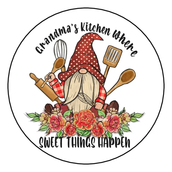 DOPASTICKER Grandma'S Kitchen Stickers Favors Gnome Baking Cooking ...