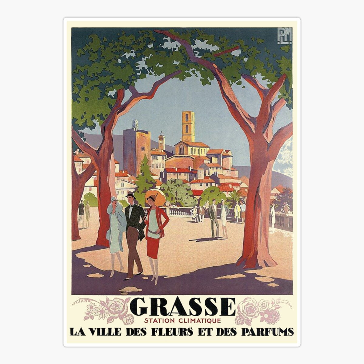DOPASTICKER Grasse, France, French Riviera, Vintage Travel Poster ...