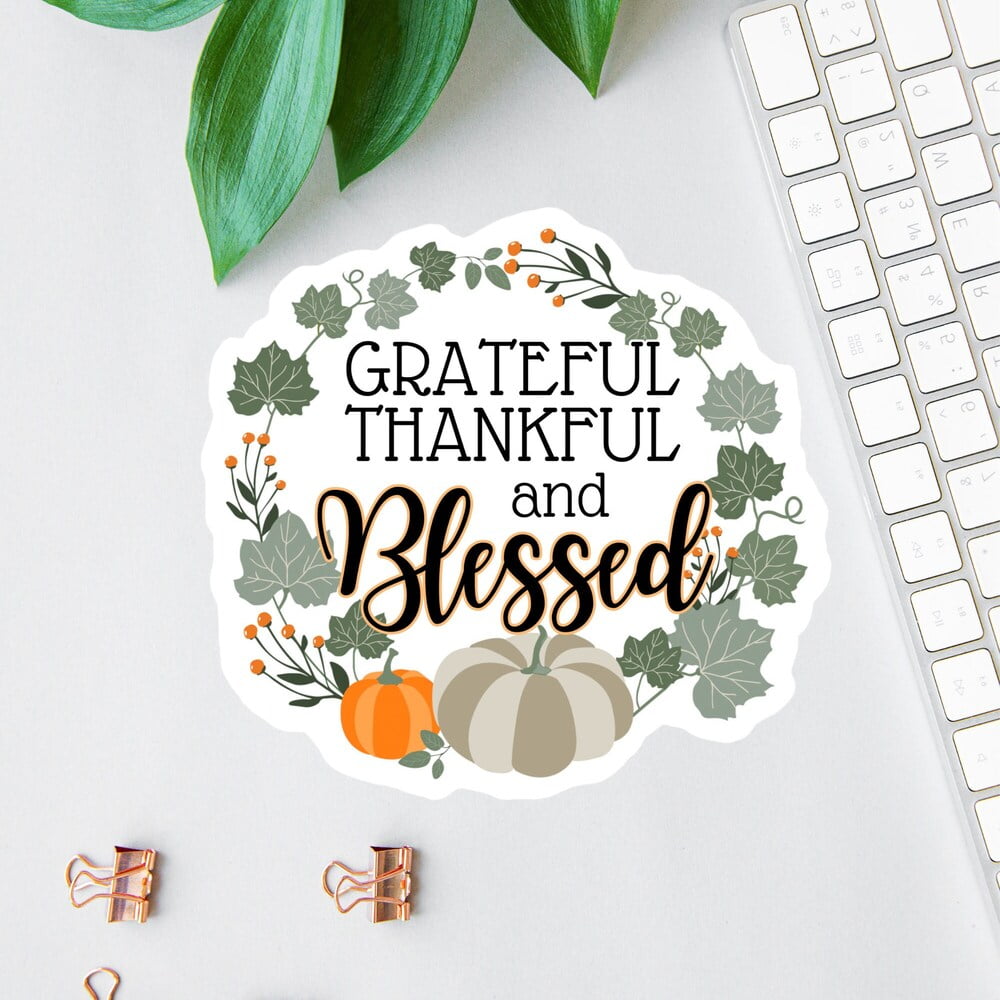 DOPASTICKER Grateful Thankful And Blessed, Fall Pumpkin, Thanks.Giving ...