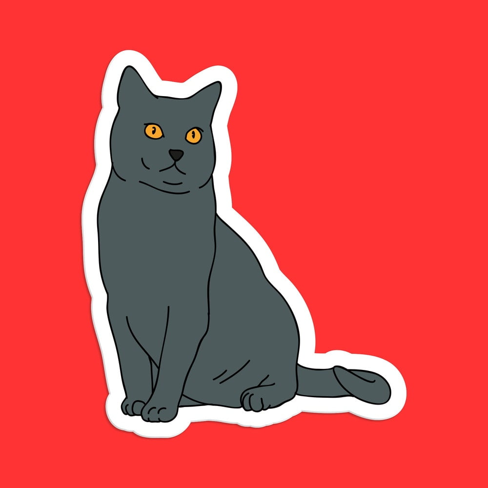DOPASTICKER Gray Cat Sticker, Cute Feline Decal, Adorable Cat Art, Pet ...