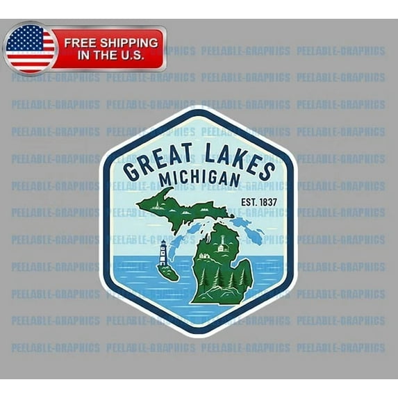 DOPASTICKER Great Lakes Michigan Sticker Toolbox Sticker Phone Sticker ...