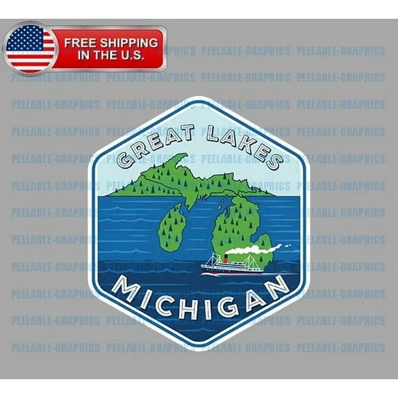 DOPASTICKER Great Lakes Michigan Sticker Toolbox Sticker Phone Sticker ...