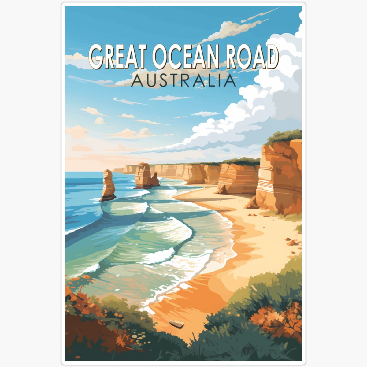 DOPASTICKER Great Ocean Road Australia Travel Art Vintage Sticker ...