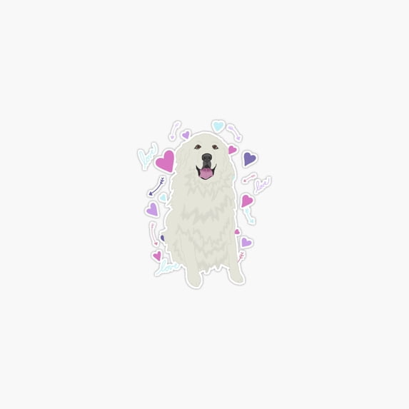 DOPASTICKER Great Pyrenees V-Day Sticker, Phone Sticker Water Bottle ...