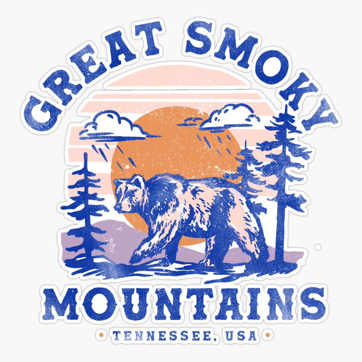 DOPASTICKER Great Smoky Mountains National Park, Tennessee Cool Retro ...