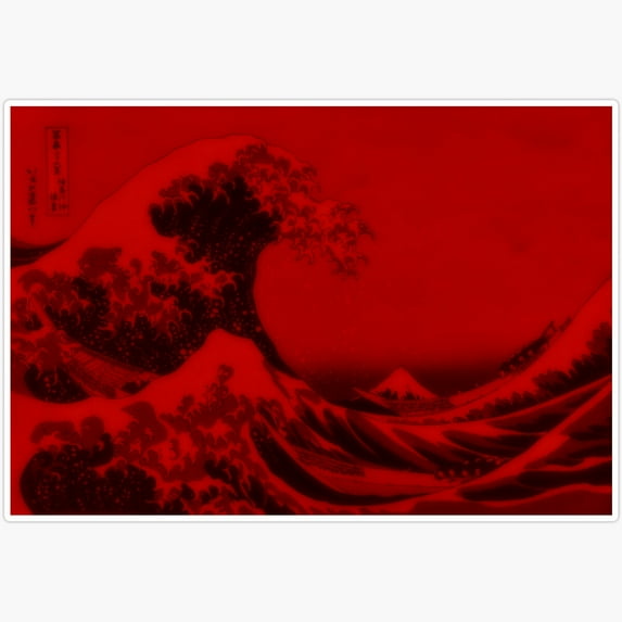 DOPASTICKER Great Wave Off Kanagawa - Red Sticker Decorative Laptop ...
