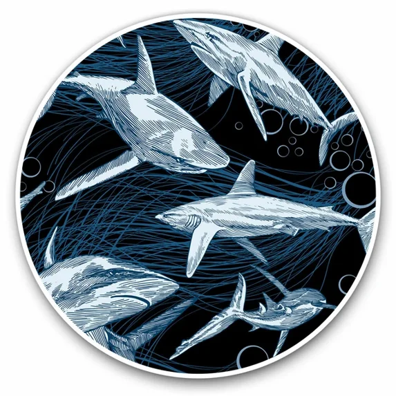 DOPASTICKER Great White Shark Drawing Art Cool Gift Decorative Laptop ...