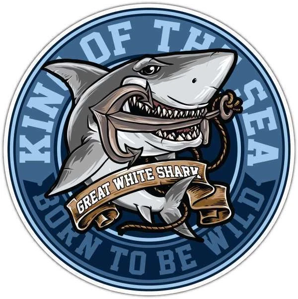 DOPASTICKER Great White Shark King Of The Sea Wild Car Window Sticker ...