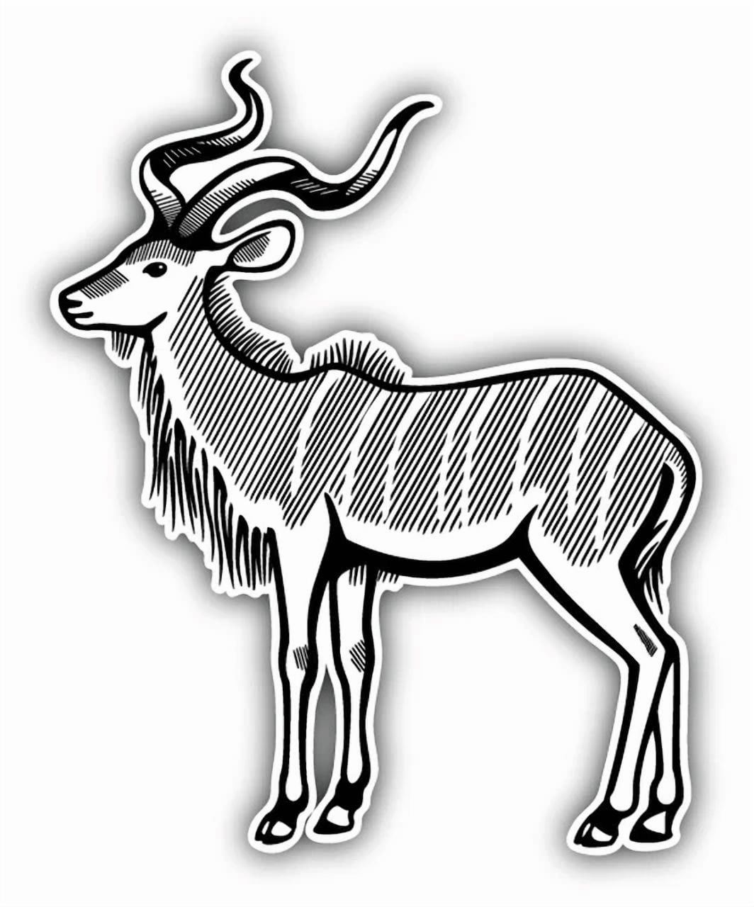 DOPASTICKER Greater Kudu Sketch Sticker Decal Phone Decal Water Bottle ...