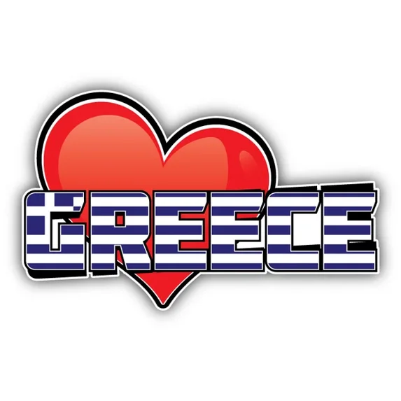 DOPASTICKER Greece Art Heart Flag Travel Sticker Decal Phone Decal ...