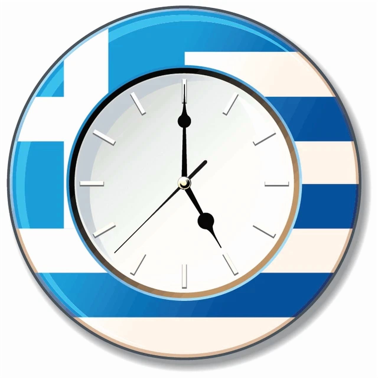 DOPASTICKER Greece Clock With National Flag Sticker Decal Phone Decal ...