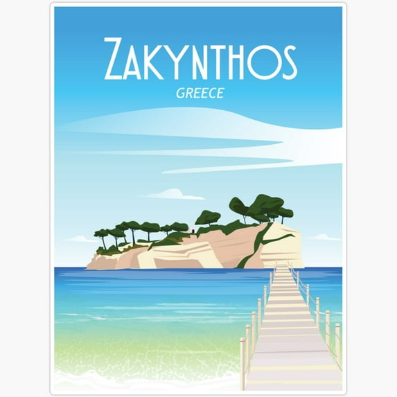 DOPASTICKER Greece Travel Poster Illustration Print Sticker Decorative ...