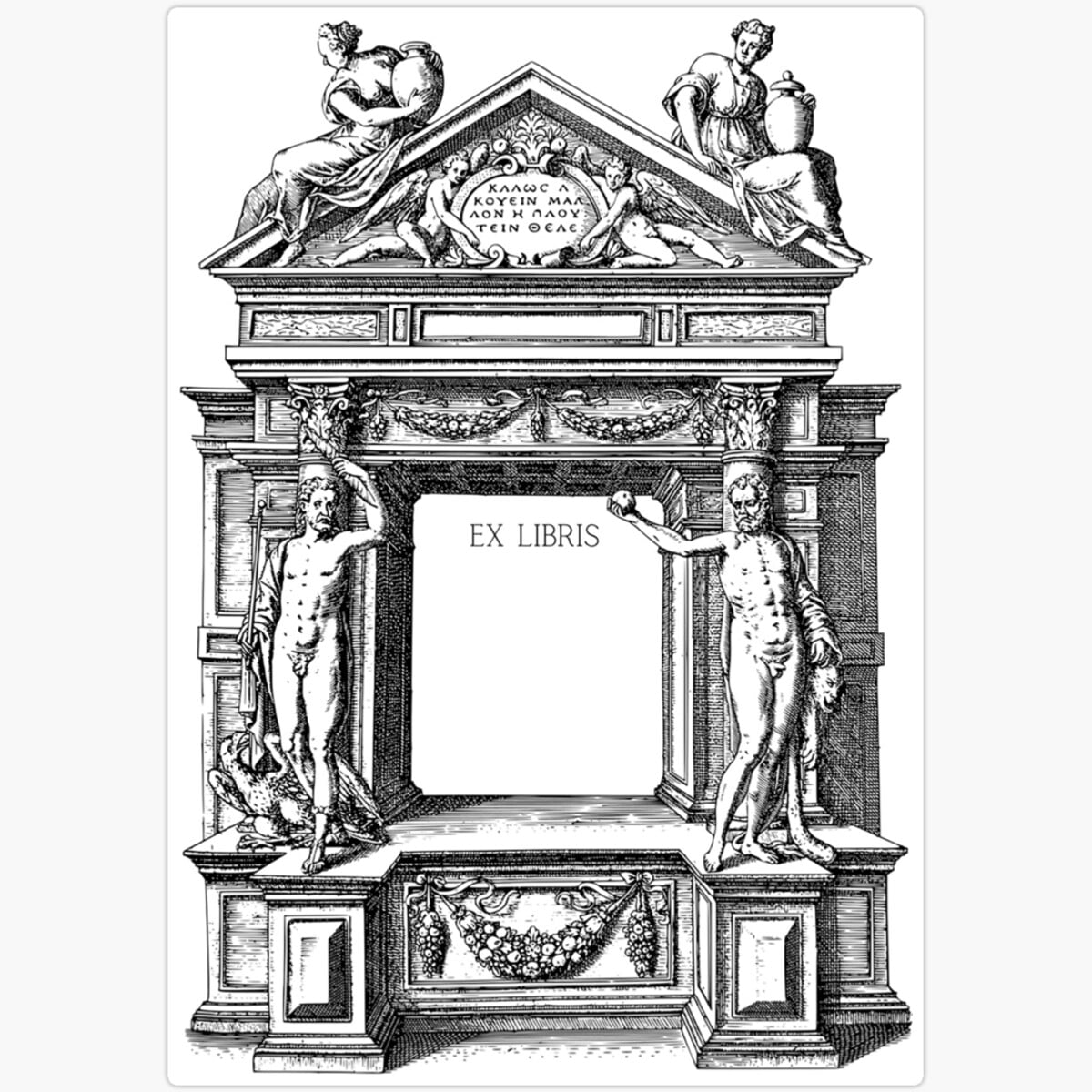 DOPASTICKER Greek Frame Ex Libris Sticker Decorative Laptop, Phone ...