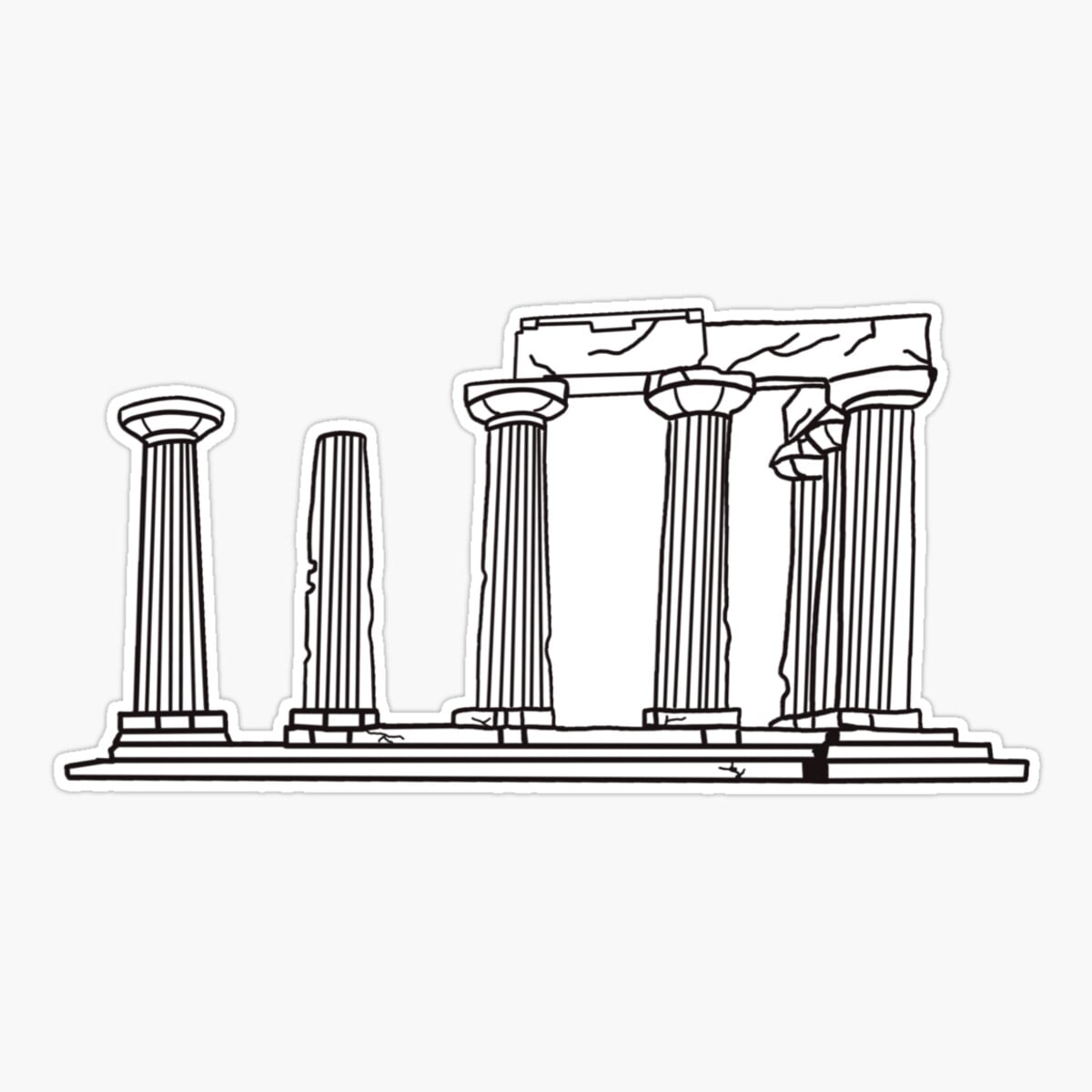DOPASTICKER Greek Ruins Sticker, Phone Sticker Water Bottle Sticker Car ...