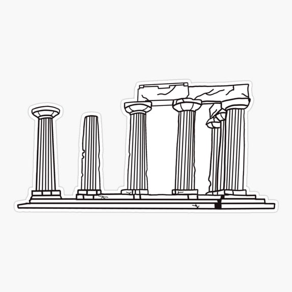DOPASTICKER Greek Ruins Sticker, Phone Sticker Water Bottle Sticker Car ...