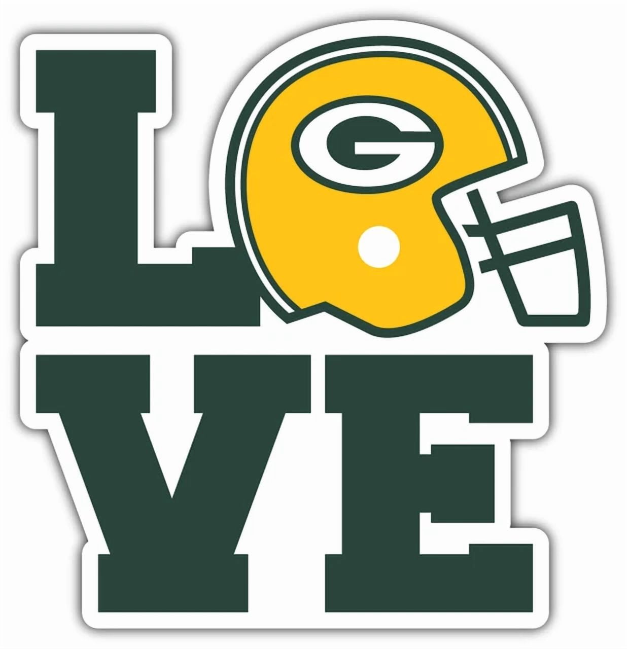 DOPASTICKER Green Bay Packers Love Sport Car Sticker Phone Water Bottle ...