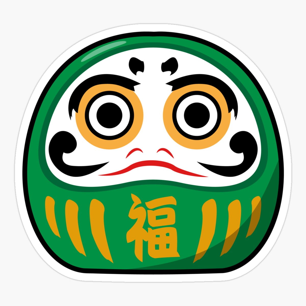 DOPASTICKER Green Daruma Japanese Doll. Lucky Doll. Japan Style ...
