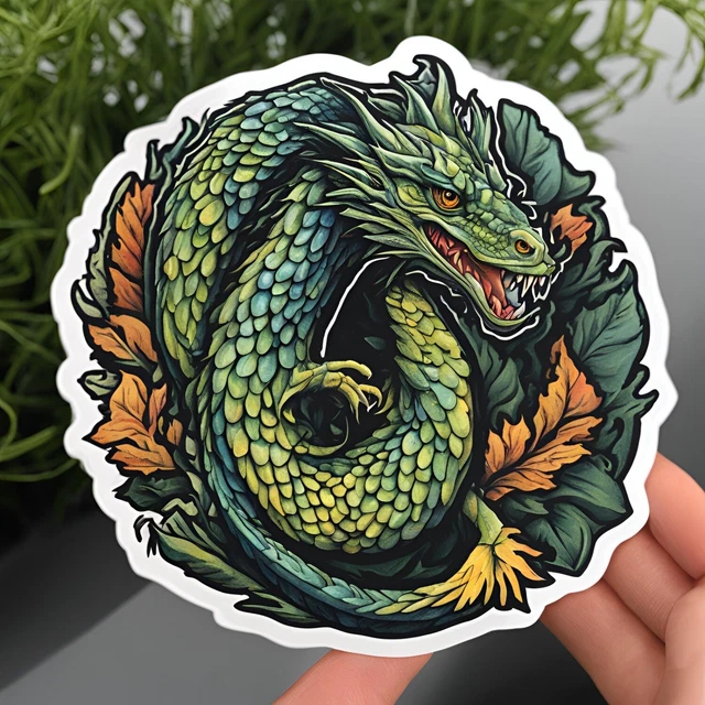 DOPASTICKER Green Dragon Sticker Phone Decal Water Bottle Stickers ...
