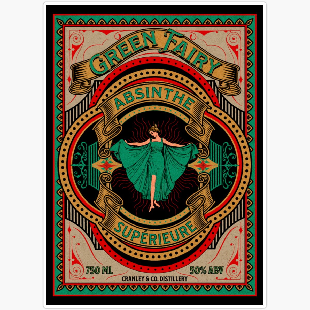 DOPASTICKER Green Fairy Absinthe Sticker Decorative Laptop, Phone ...