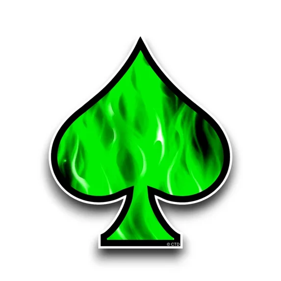 DOPASTICKER Green Fire Flames Effect Ace Of Spades Car Sticker Phone ...