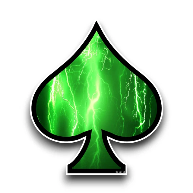 DOPASTICKER Green Lightning Thunder Storm Ace Of Spades Car Sticker ...