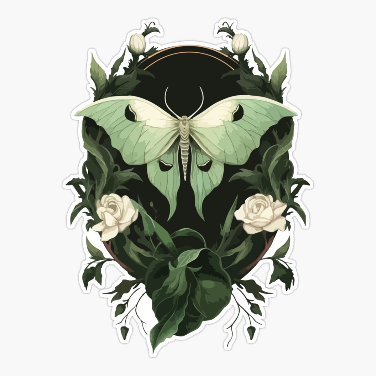 DOPASTICKER Green Luna Moth Sticker, Phone Sticker Car Stickers ...