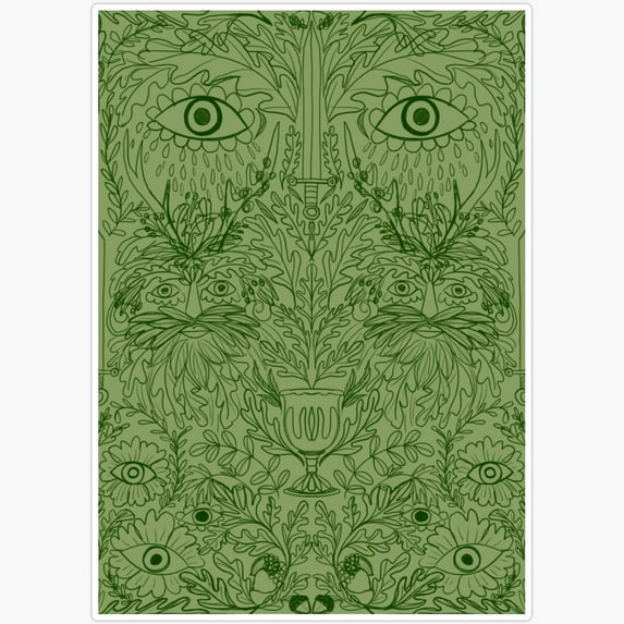 DOPASTICKER Green Man Forest Pattern Mystical Nature Illustration ...