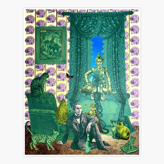 DOPASTICKER Green Room Cats Collage Sticker, Phone Sticker Car Stickers ...