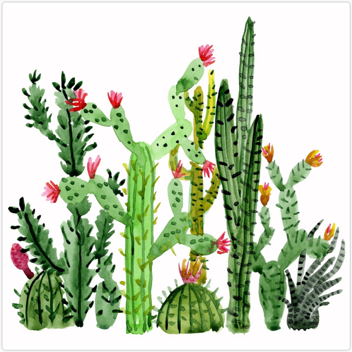 DOPASTICKER Green Simple Cacti Sticker Decorative Laptop, Phone ...
