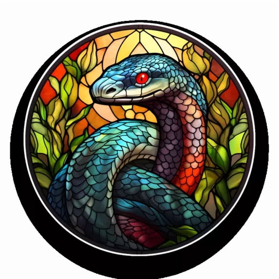 DOPASTICKER Green Snake Animal Stained Glass Style Window Opaque ...