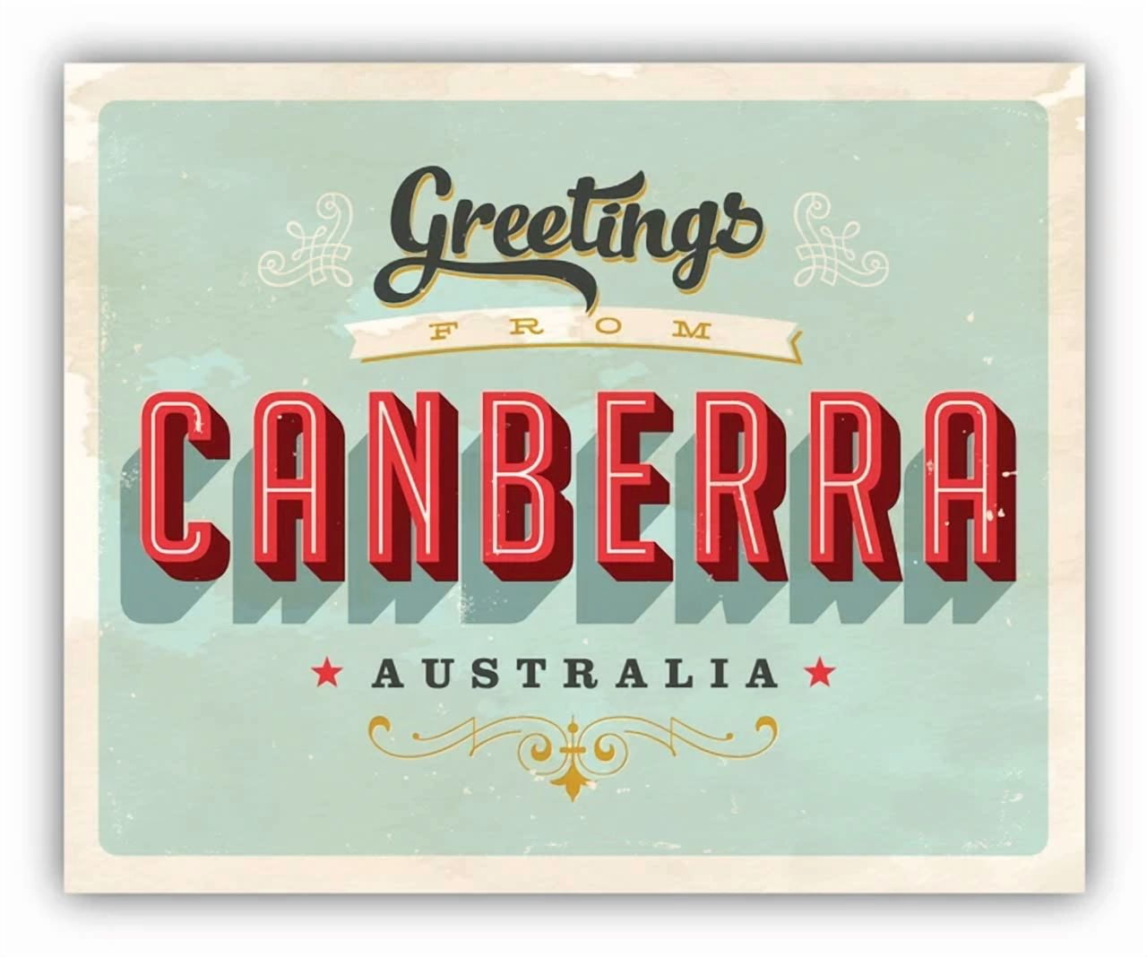DOPASTICKER Greetings From Canberra Australia Vintage Sticker Decal ...