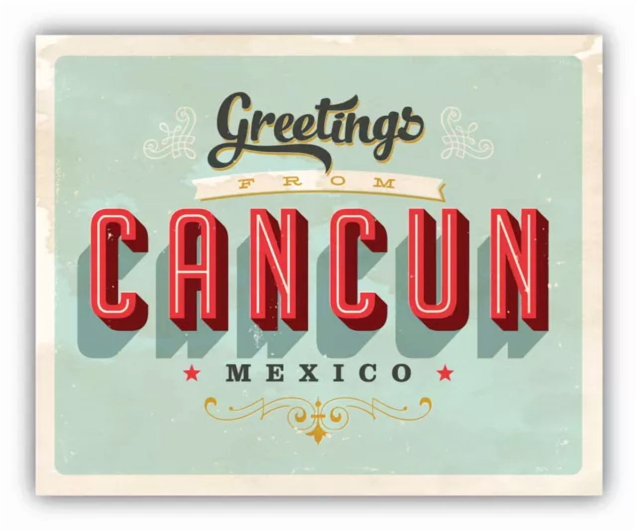 DOPASTICKER Greetings From Cancun Mexico Vintage Sticker Decal Phone ...