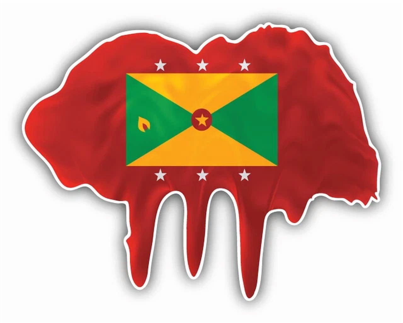 DOPASTICKER Grenada Flag Blot Sticker Decal Phone Decal Water Bottle ...