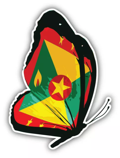 DOPASTICKER Grenada Flag Butterfly Sticker Decal Phone Decal Water ...