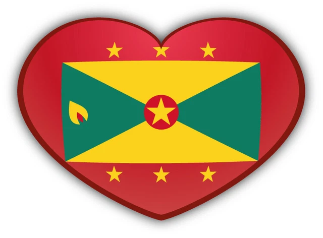 DOPASTICKER Grenada Heart Flag Sticker Decal Phone Decal Water Bottle ...