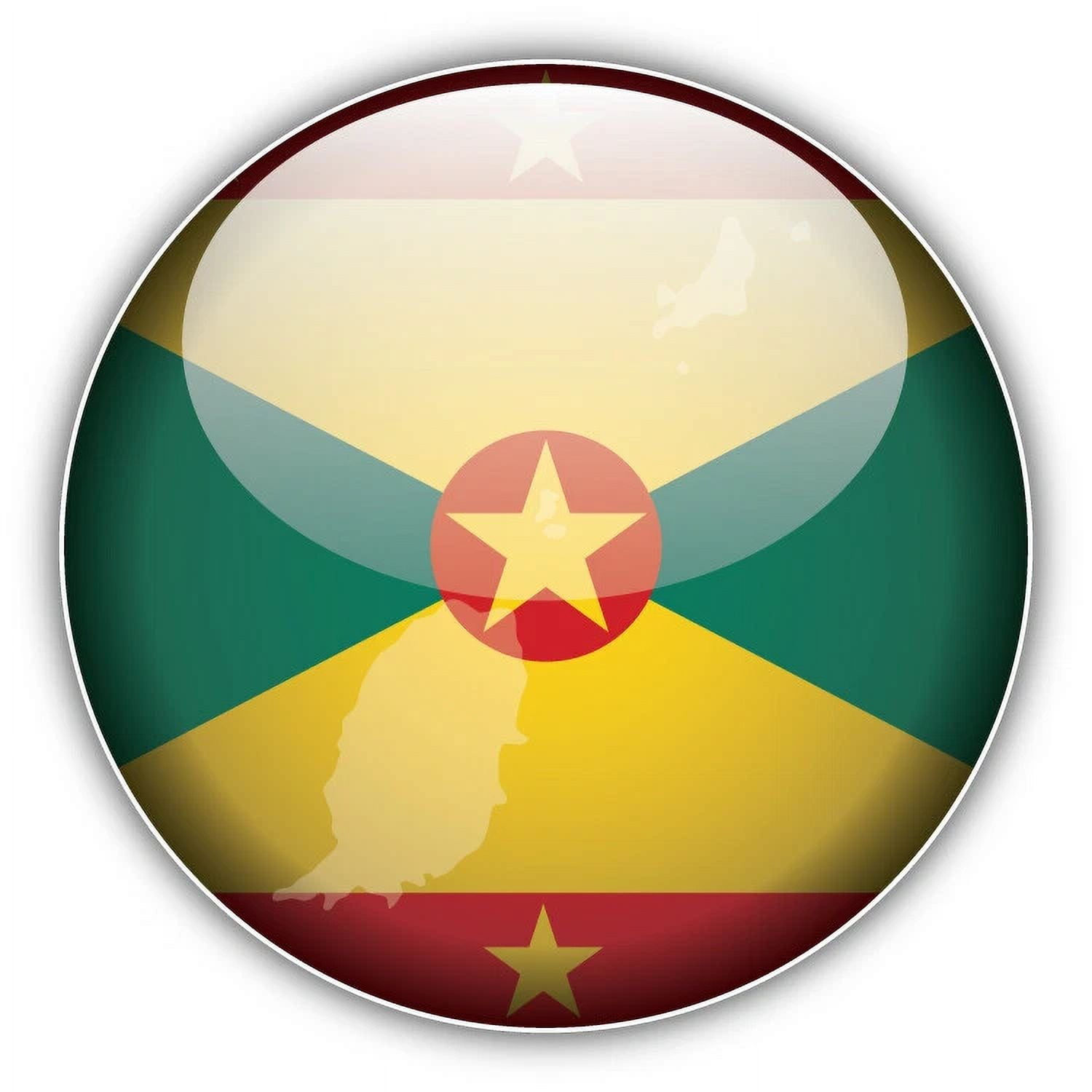 DOPASTICKER Grenada Map Flag Glossy Label Car Bumper Sticker, Best ...