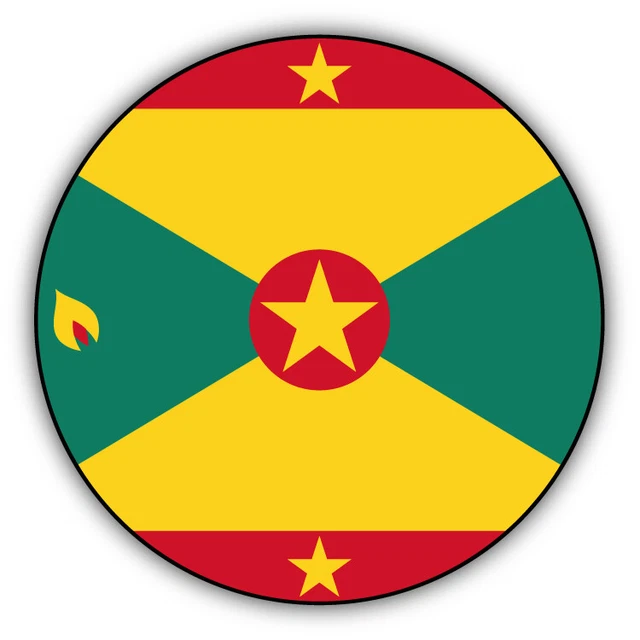 DOPASTICKER Grenada Round Flag Sticker Decal Phone Decal Water Bottle ...