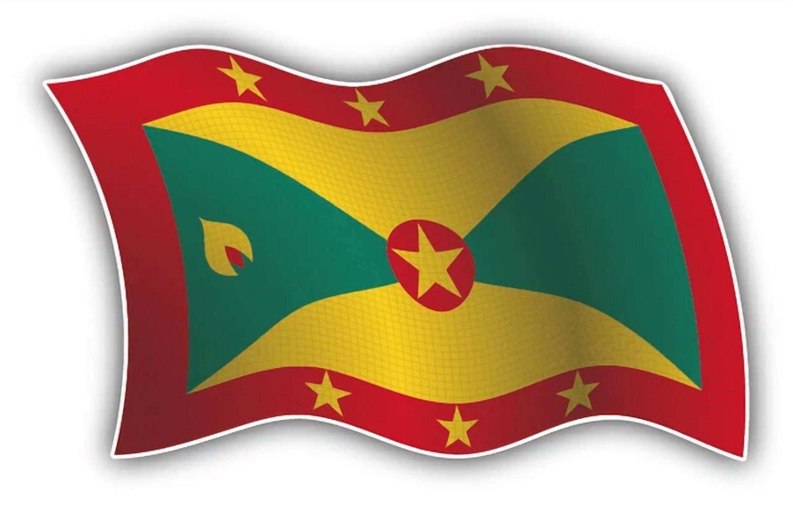 DOPASTICKER Grenada Wavy Flag Sticker Decal Phone Decal Water Bottle ...