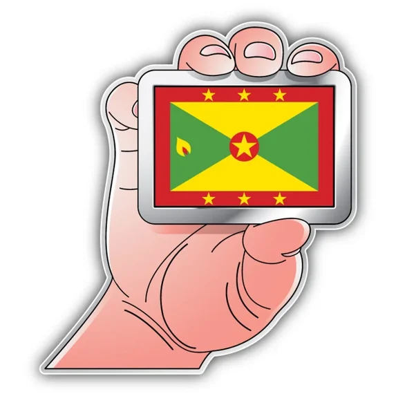 DOPASTICKER Grenada World Flag Hand Sticker Decal Phone Decal Water ...