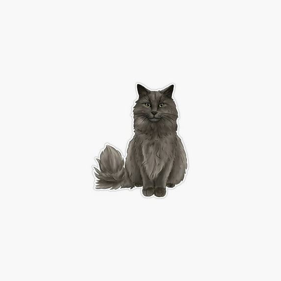 DOPASTICKER Grey Cat Illustration Sticker Phone Sticker, Latop Sticker ...