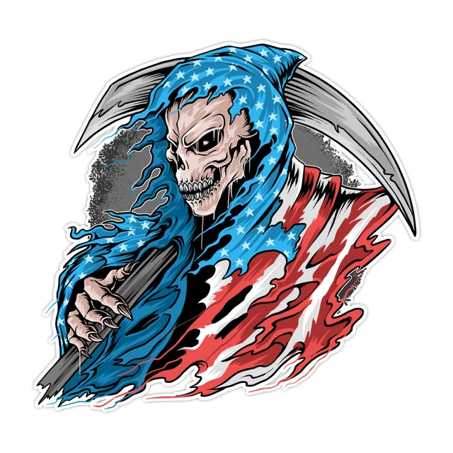 DOPASTICKER Grim Reaper Angel Of Death Usa Flag Sticker Military Decal ...
