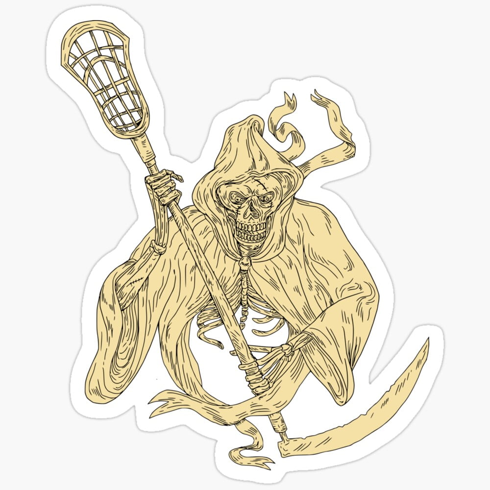 DOPASTICKER Grim Reaper Lacrosse Stick Drawing Sticker Phone Decal ...