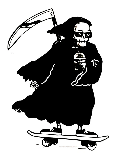 DOPASTICKER Grim Reaper Skate Sticker Skateboard Iced Coffee Cool ...