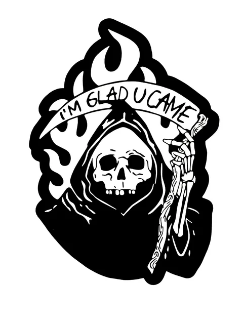 DOPASTICKER Grim Reaper Sticker Line Art Minimal Gothic Sketch Grunge ...